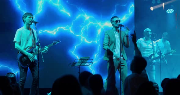 Performance of a Pop or Rock Group Music Band on Stage, Stock Footage