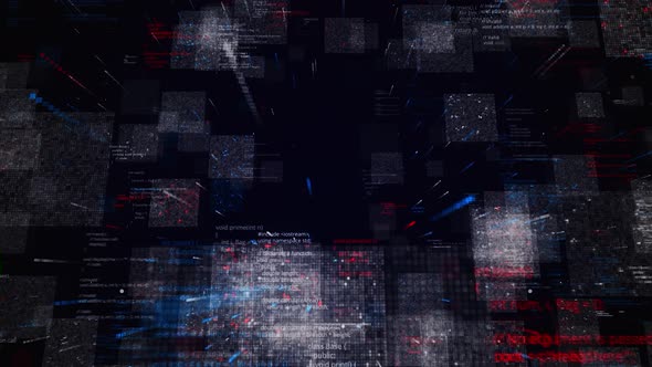 Digital program codes moving asymmetrically, Motion Graphics | VideoHive