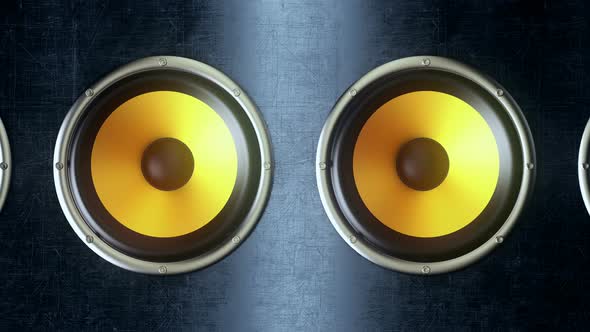 Audio Speakers with Yellow Membranes Playing Modern Music at 90bpm ...
