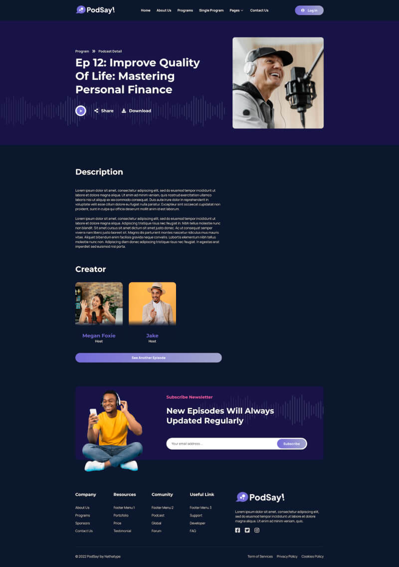 PodSay - Radio & Podcast Station Elementor Template Kit by nathatype