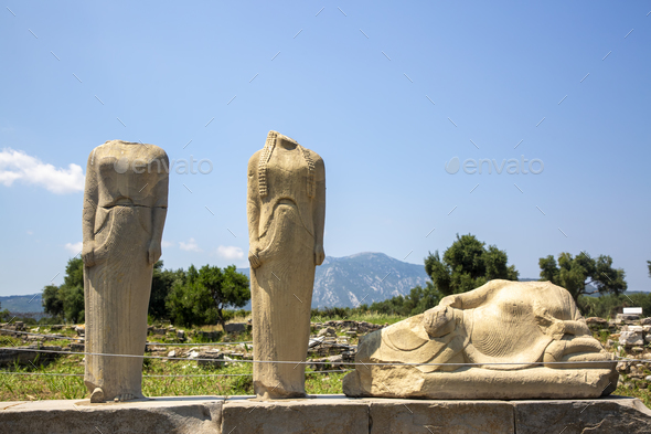 Archaic statue of Hera at Samos, Heraion Ancient City - Greece Stock ...