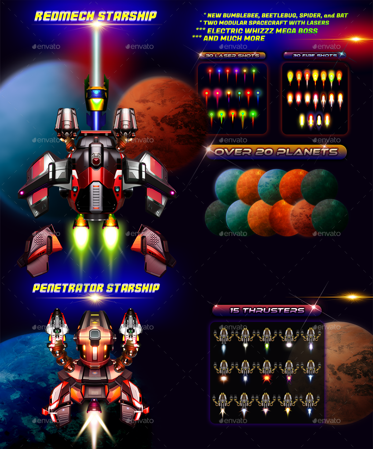 Space Shooter Assets - Space Invasion XTreme - Set 2, Game Assets ...