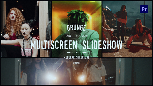 Grunge Grid Multiscreen Slideshow | Premiere Pro, Premiere Pro Templates