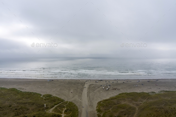 Aerial view of the beach at Ocean Shores, Washington Stock Photo by ...