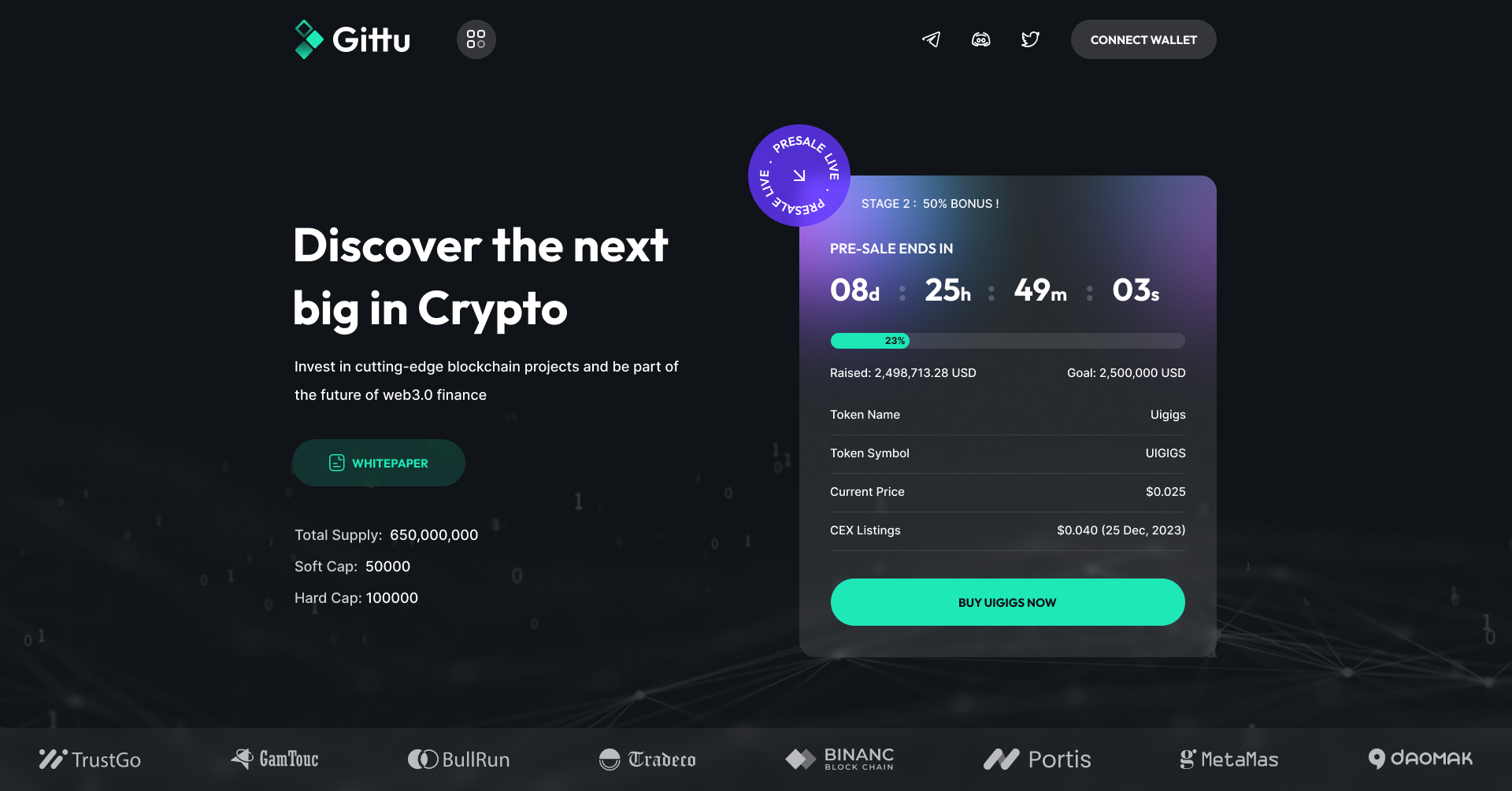 Gittu - ICO/IDO/IGO Token Presale Template With Smart Contract (React JS+Solidity) by uigigs