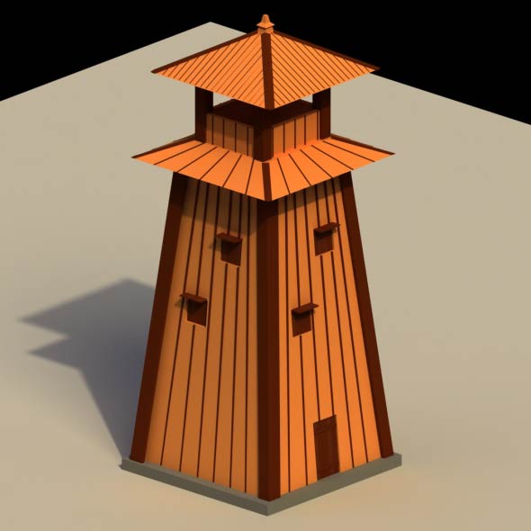 Low Poly Japanese Tower by berkerdag | 3DOcean