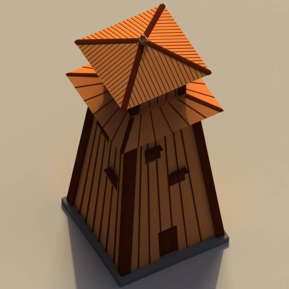 Low Poly Japanese Tower by berkerdag | 3DOcean