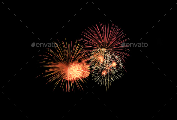 Colorful fireworks explosion in annual festival Stock Photo by Mumemories