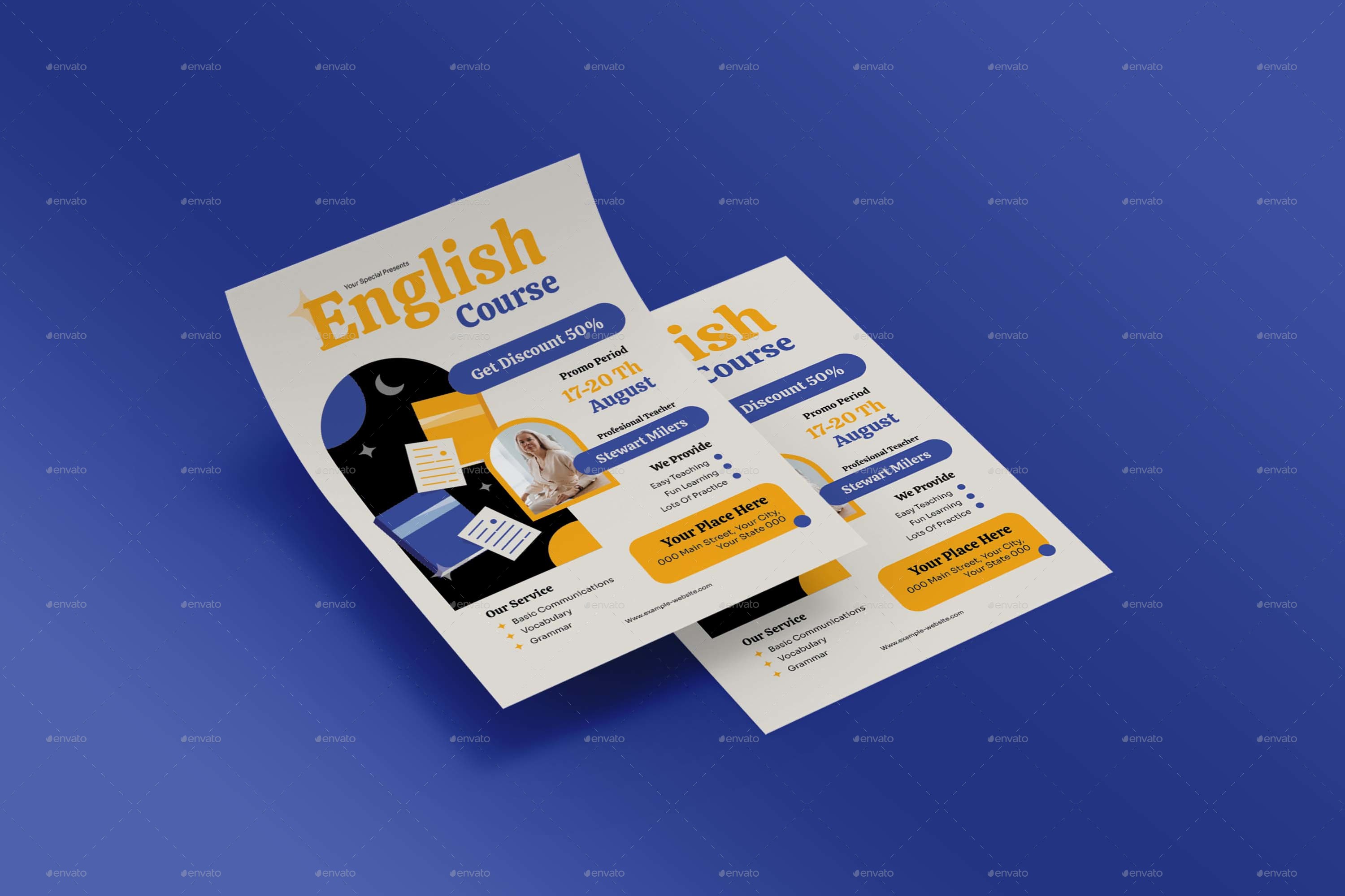 English Course Flyer Set, Print Templates | GraphicRiver