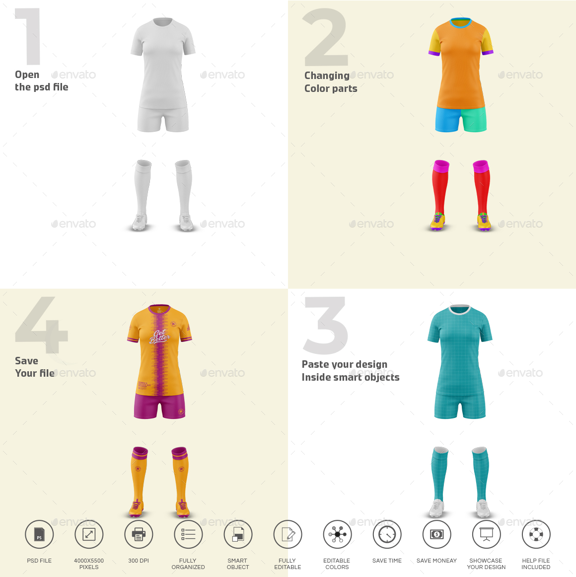 Women's Soccer Kit Mockup V1, Graphics | GraphicRiver