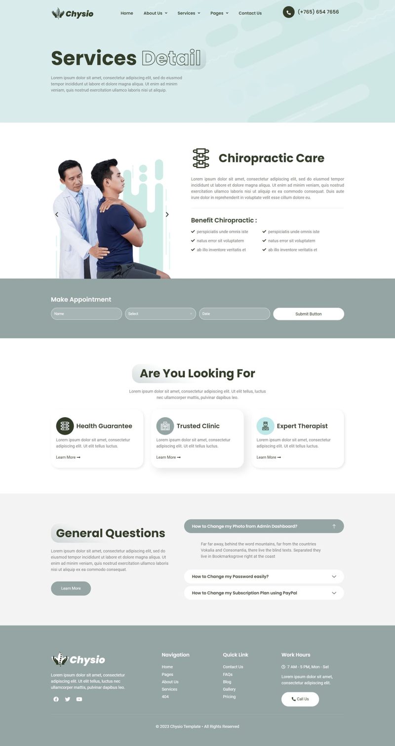 Chysio - Chiropractic & Physiotherapy Elementor Template Kit by Kitpro