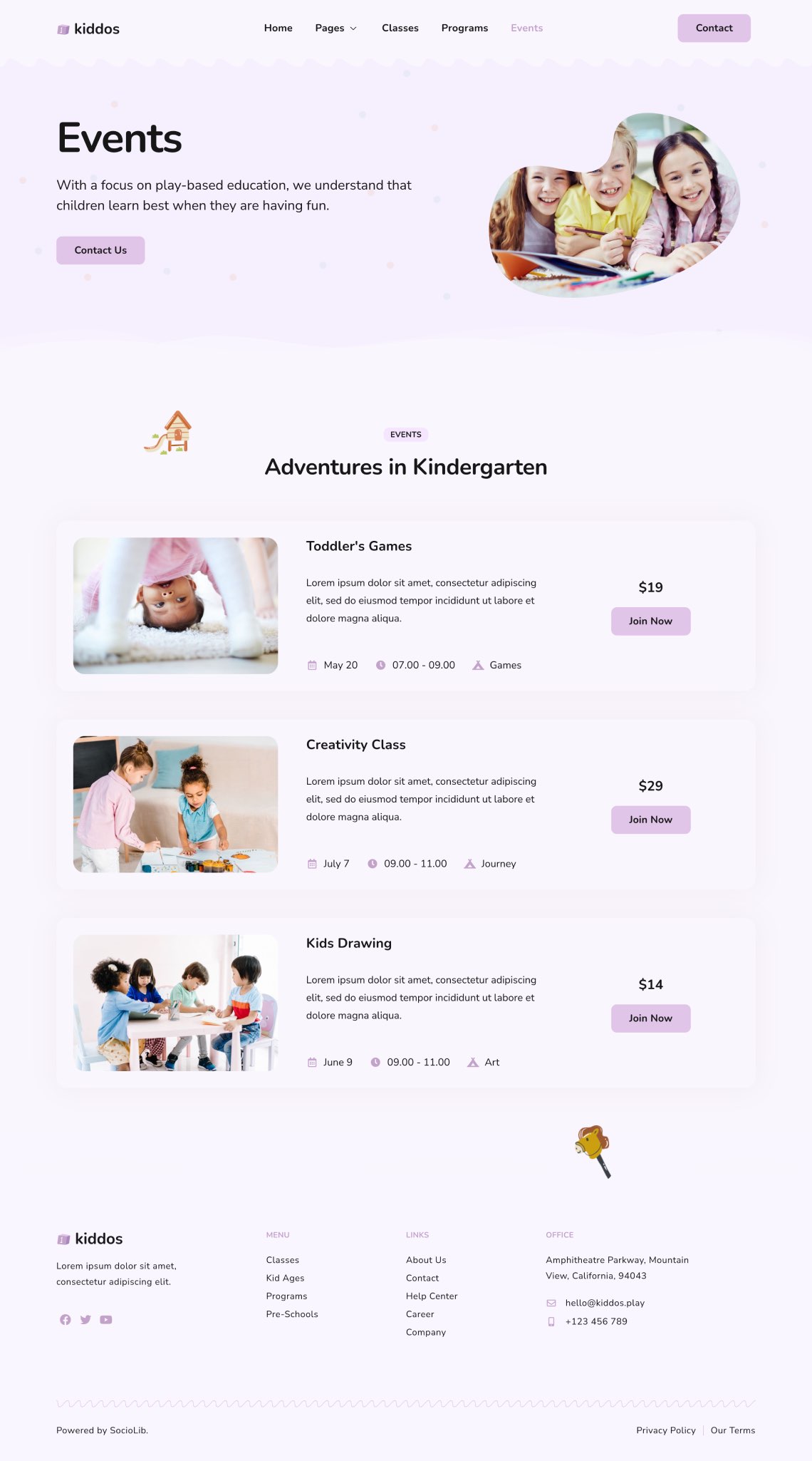 Kiddos - School & Kindergarten Elementor Template Kit by sociolib ...