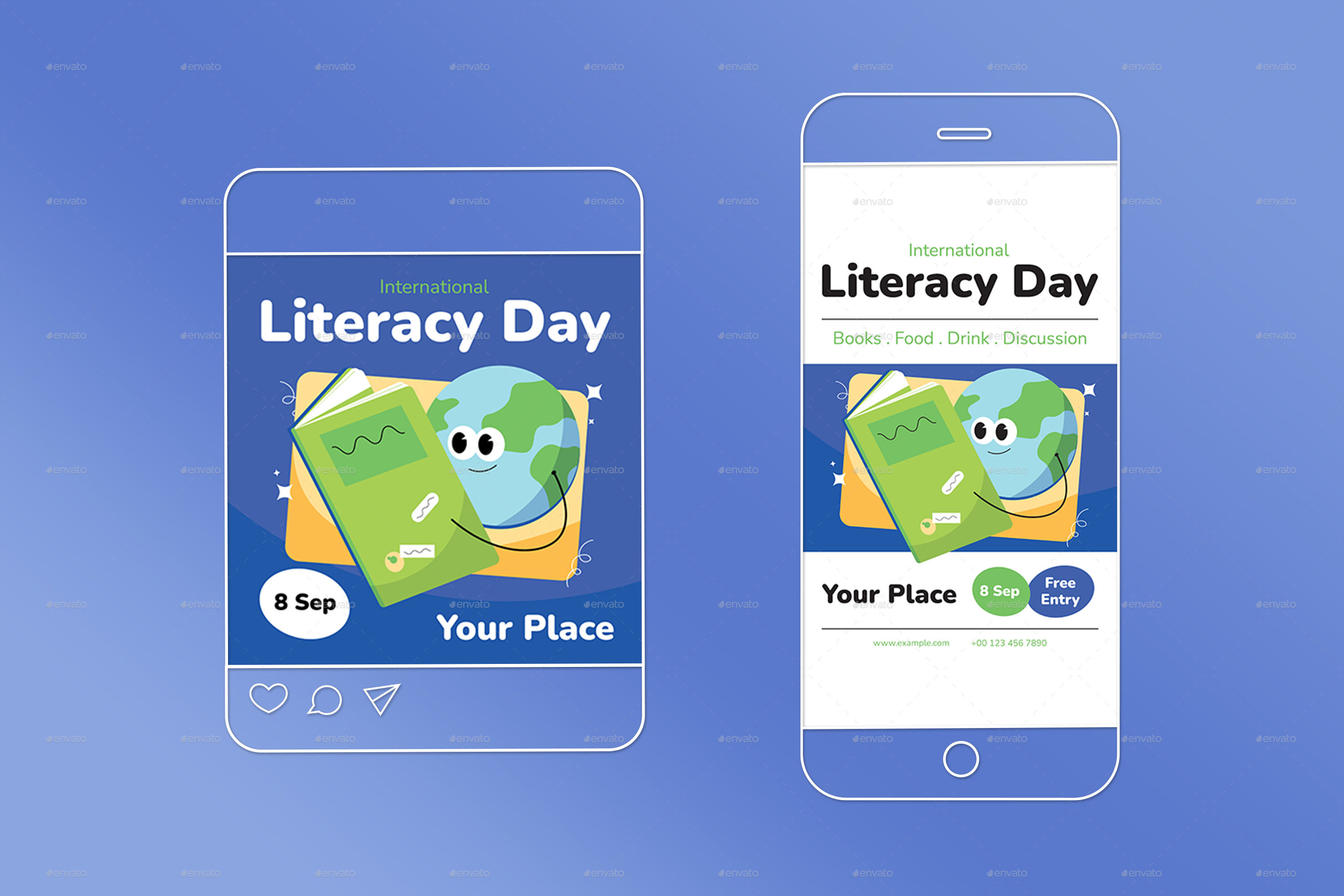 Blue Literacy Day Flyer, Print Templates | GraphicRiver