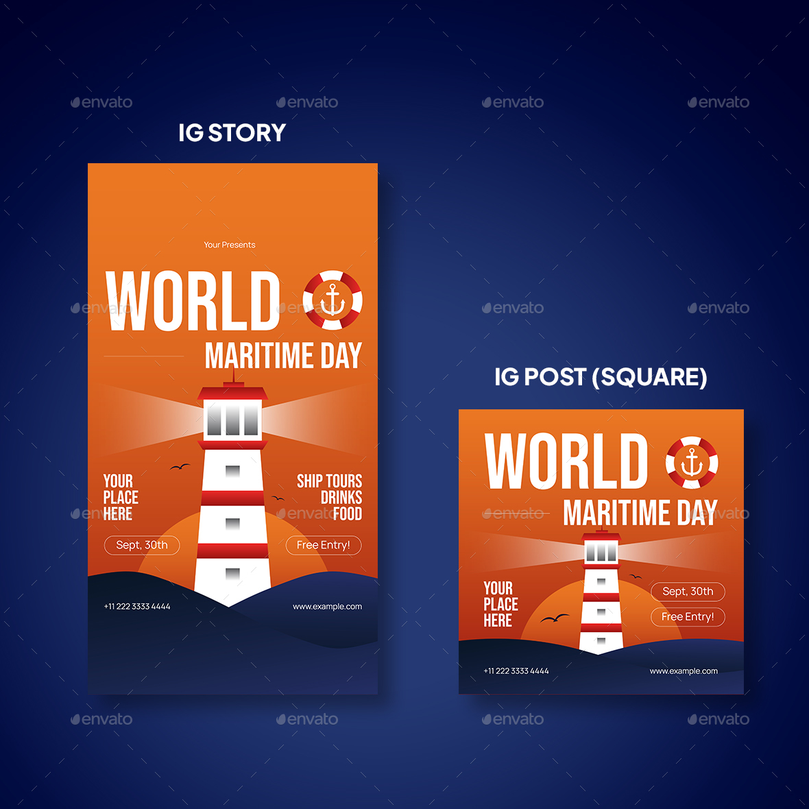 Gradient Maritime Day Flyer Set, Print Templates | GraphicRiver