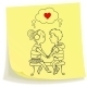 Sticky note with drawn teens couple in love, Vectors | GraphicRiver