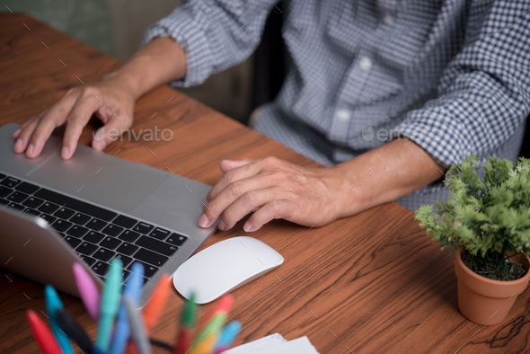 Businessperson using keyboard laptop computer job search, Stock Photo ...