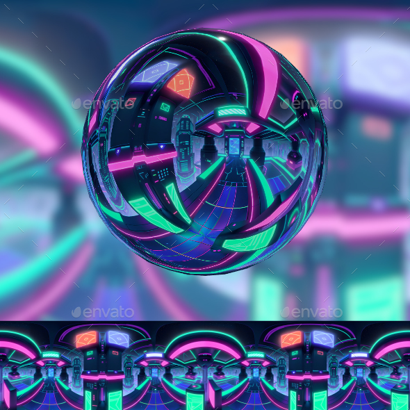 360 Degree Full Panorama of Cyberpunk Tron Street by FunE398 | 3DOcean