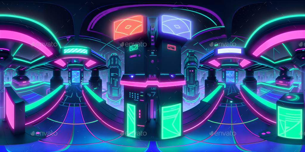 360 Degree Full Panorama of Cyberpunk Tron Street by FunE398 | 3DOcean