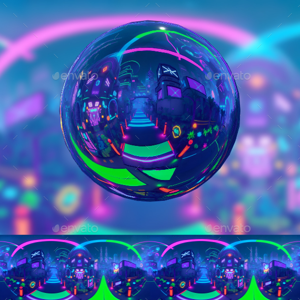 360 Degree Full Panorama of Cyberpunk Tron Street by FunE398 | 3DOcean