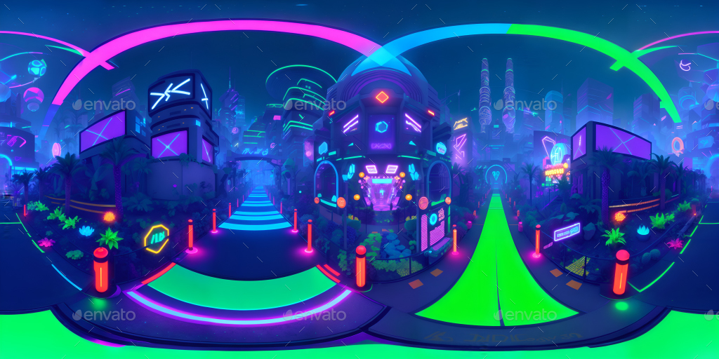360 Degree Full Panorama of Cyberpunk Tron Street by FunE398 | 3DOcean
