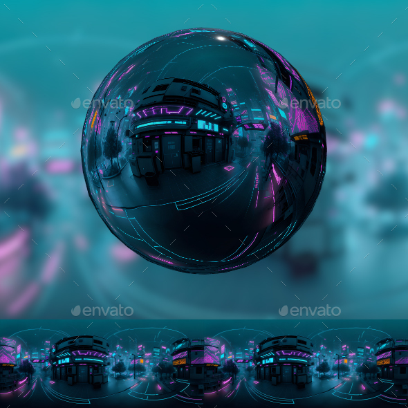360 Degree Full Panorama of Cyberpunk Tron Street by FunE398 | 3DOcean