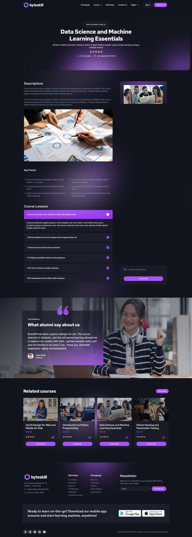 ByteSkill - IT Online Course & Education Elementor Pro Template Kit by ...