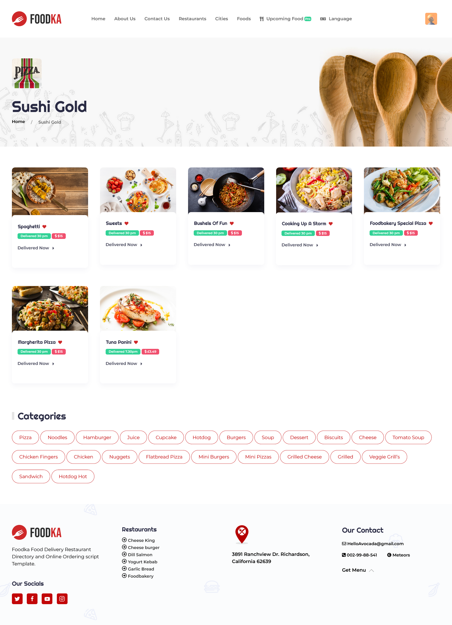 Foodka - Restaurant Food Ordering & Delivery Script Theme by Meteros