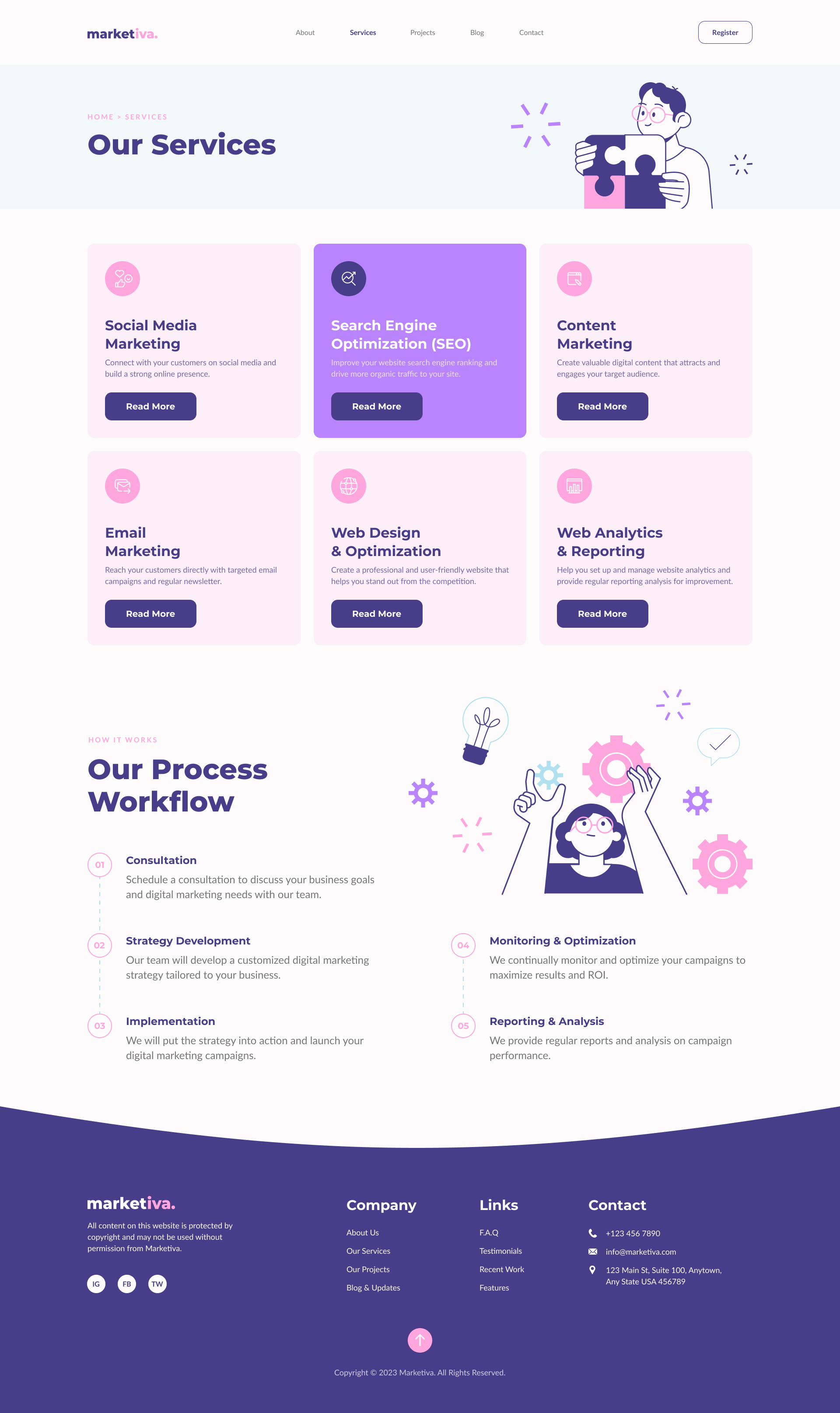Marketiva - Digital Marketing Agency Website UI Figma by peterdraw