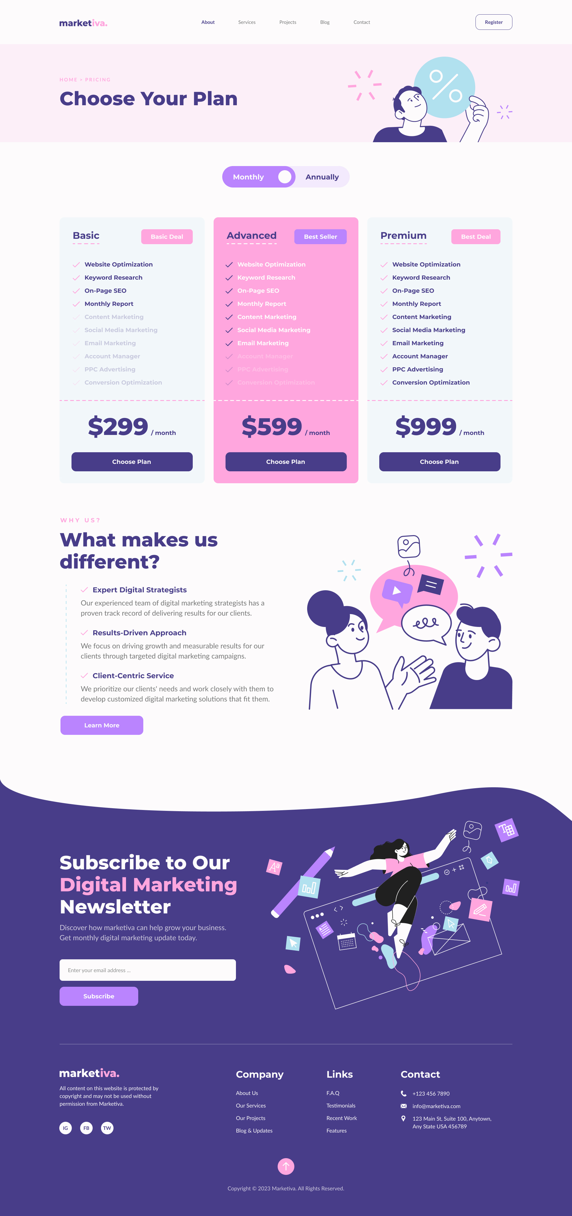 Marketiva - Digital Marketing Agency Website UI Figma by peterdraw
