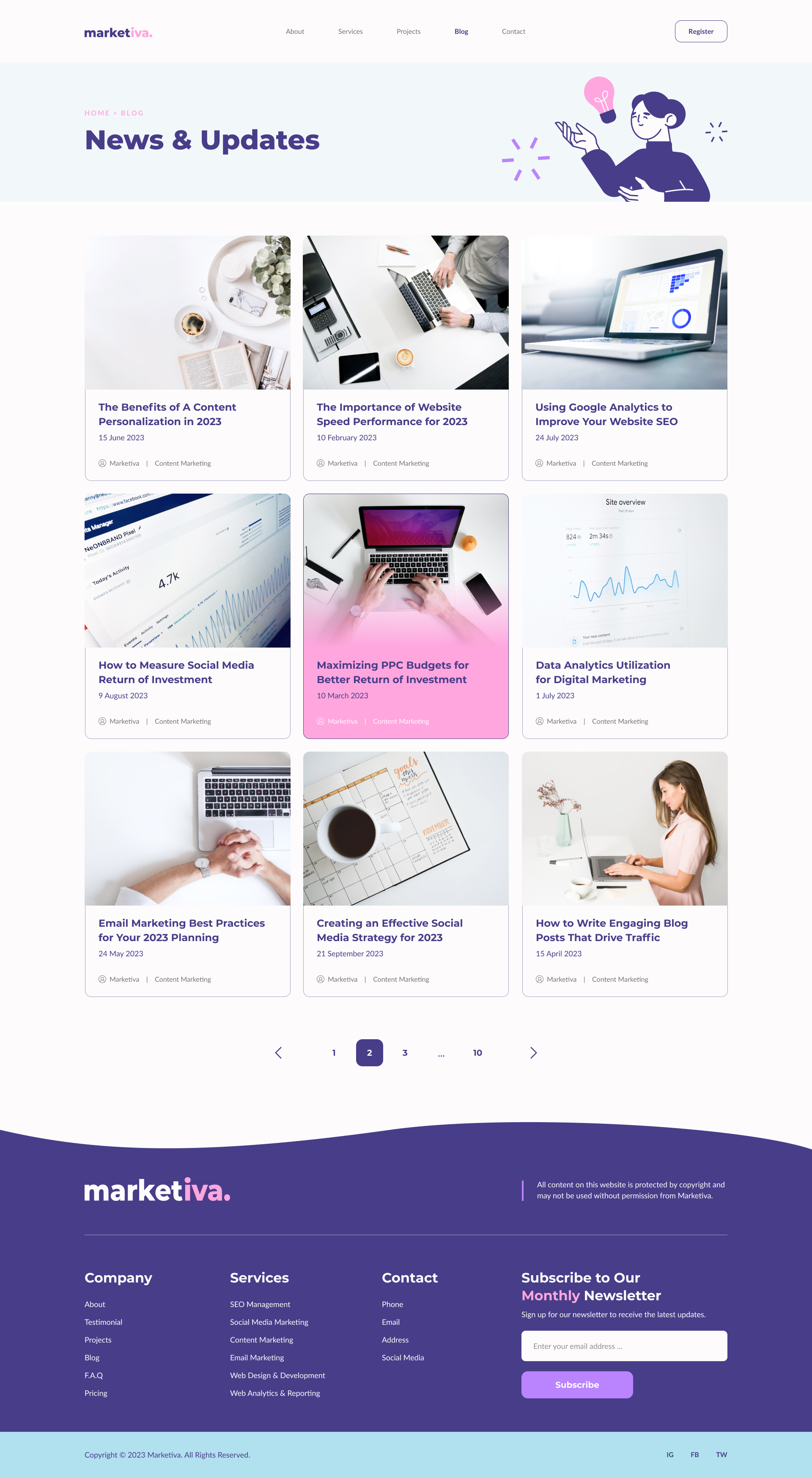 Marketiva - Digital Marketing Agency Website UI Figma by peterdraw