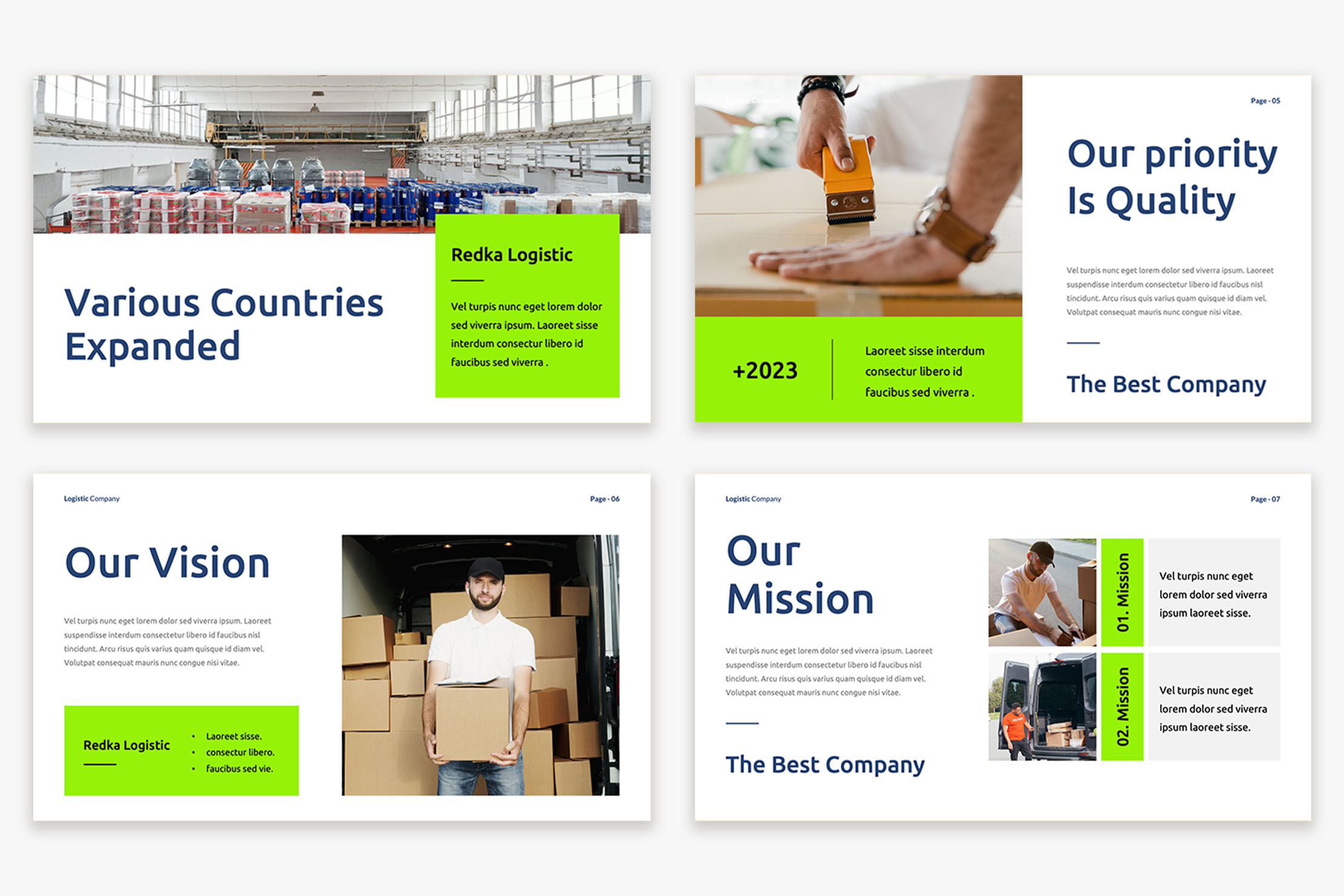Minimalist Blue Green Logistic Company Profile PPT Template ...