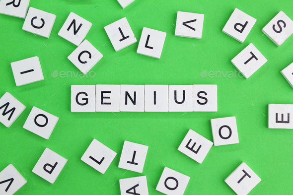 letters of the alphabet with the word genius. Stock Photo by fauziEv8