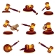 Judge Hammer Icon Set Cartoon Style, Vectors | GraphicRiver