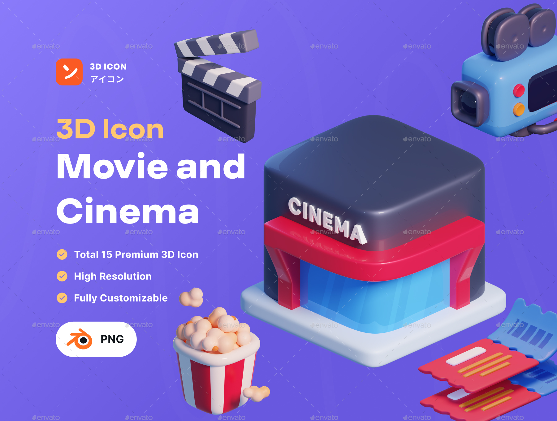 Movie & Cinema 3D icon Pack, Icons | GraphicRiver