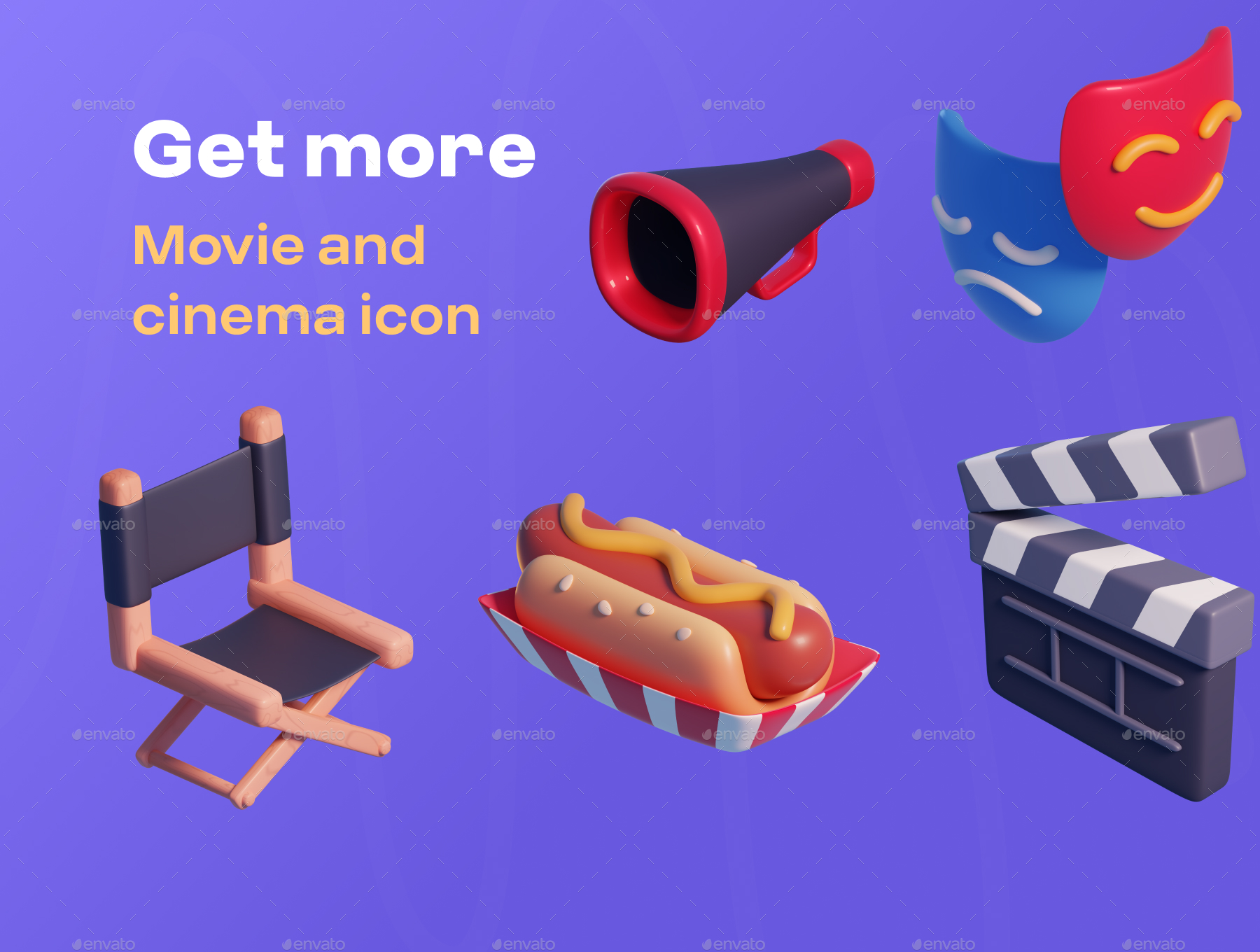 Movie & Cinema 3D icon Pack, Icons | GraphicRiver
