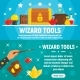 Wizard Tools Banner Set Flat Style, Vectors | GraphicRiver