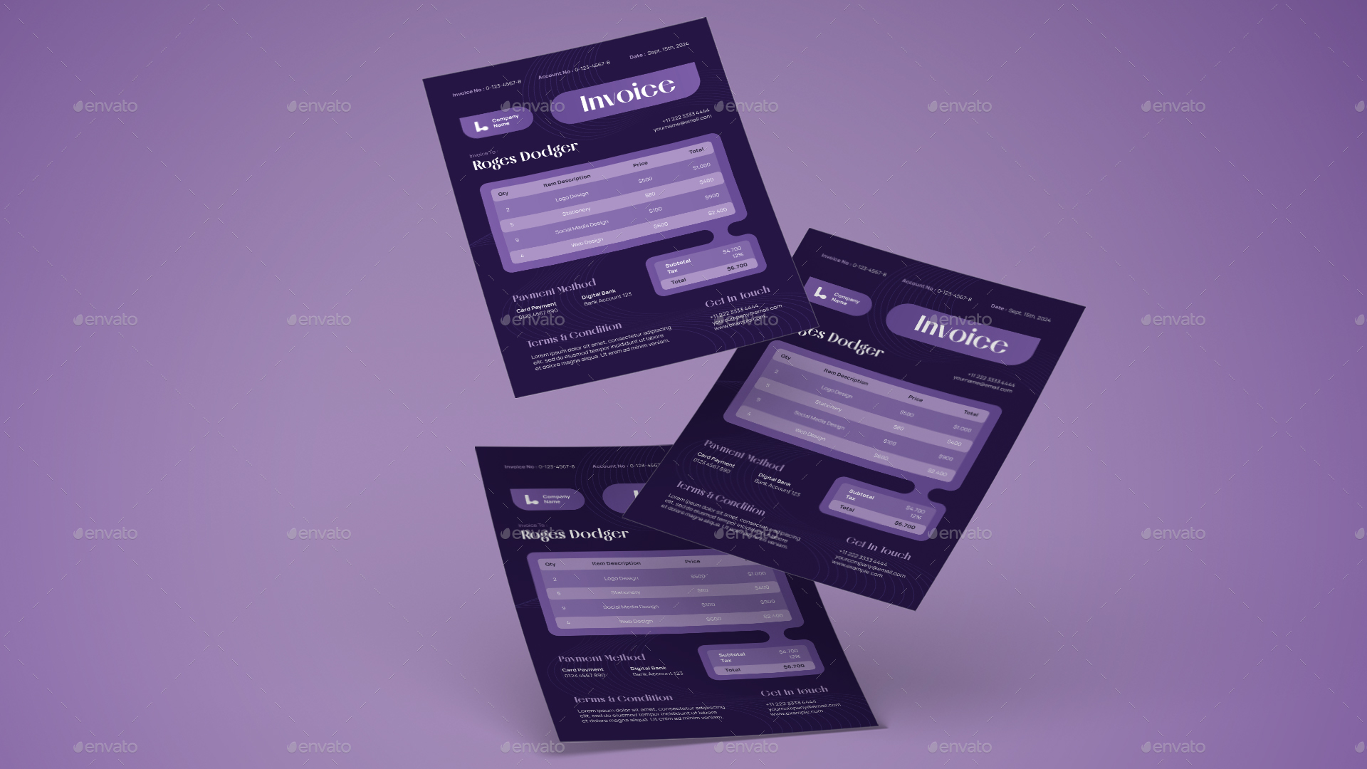 Purple Modern Invoice, Print Templates | GraphicRiver