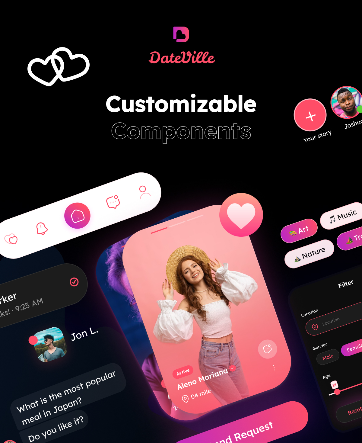 Dateville – Online Dating Figma Template by pixelaxis | ThemeForest