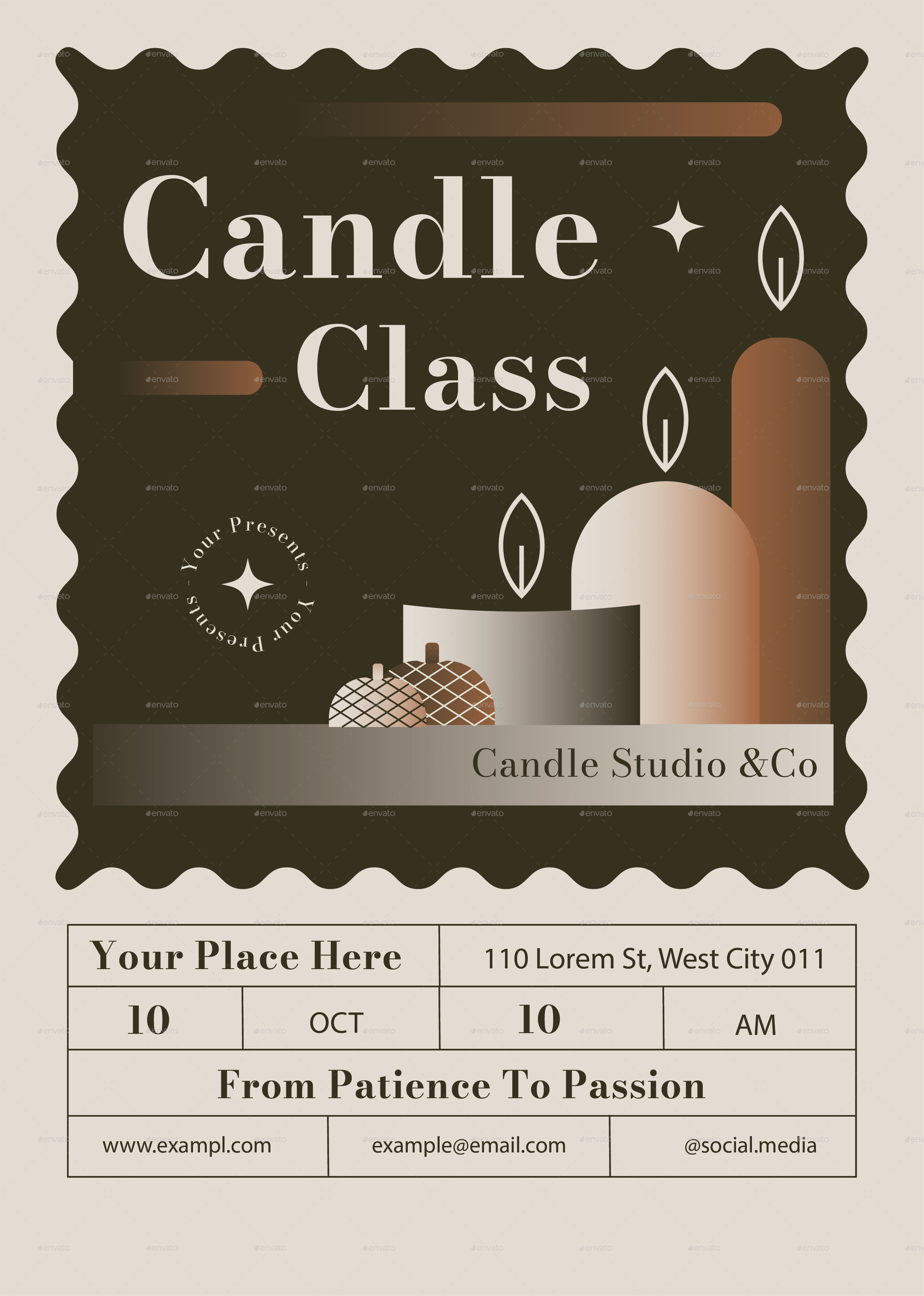 Gradient Brown Candle Class Flyer Set, Print Templates | GraphicRiver