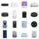 Smart Speaker Icons Set Flat Style, Vectors | GraphicRiver