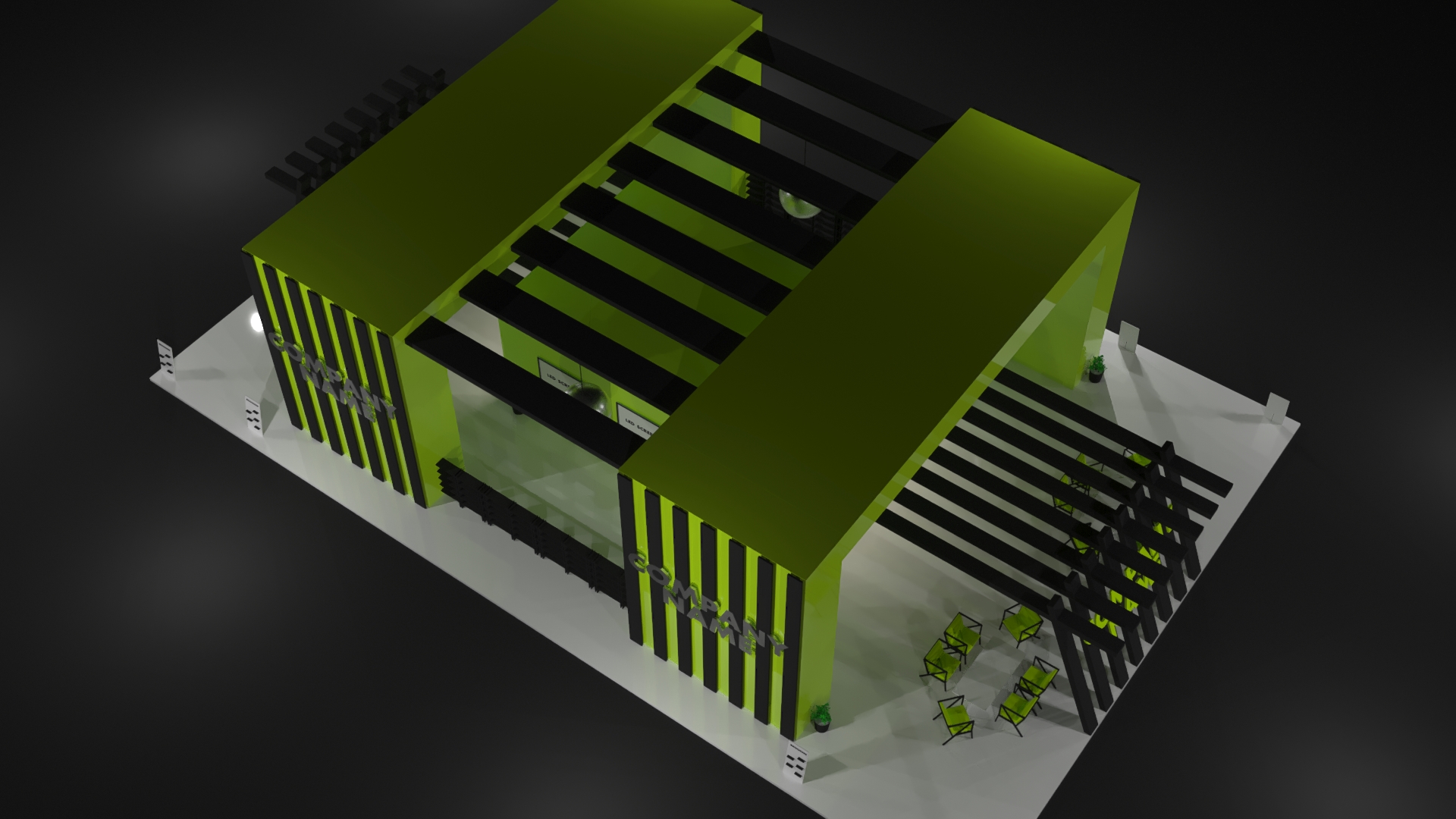 Green Booth Exhibition Stand Stall by p3rless | 3DOcean