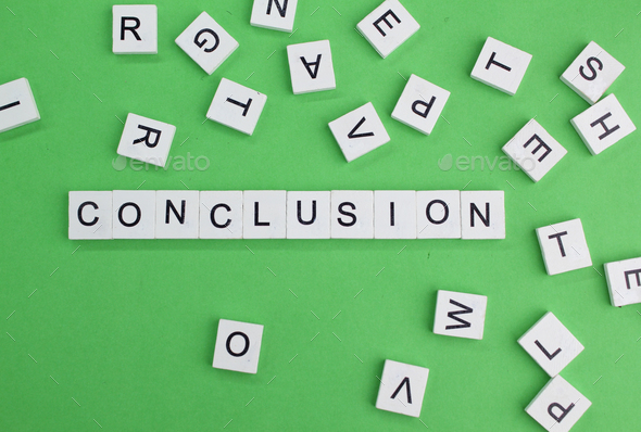 letters of the alphabet with the word conclusion. Stock Photo by fauziEv8