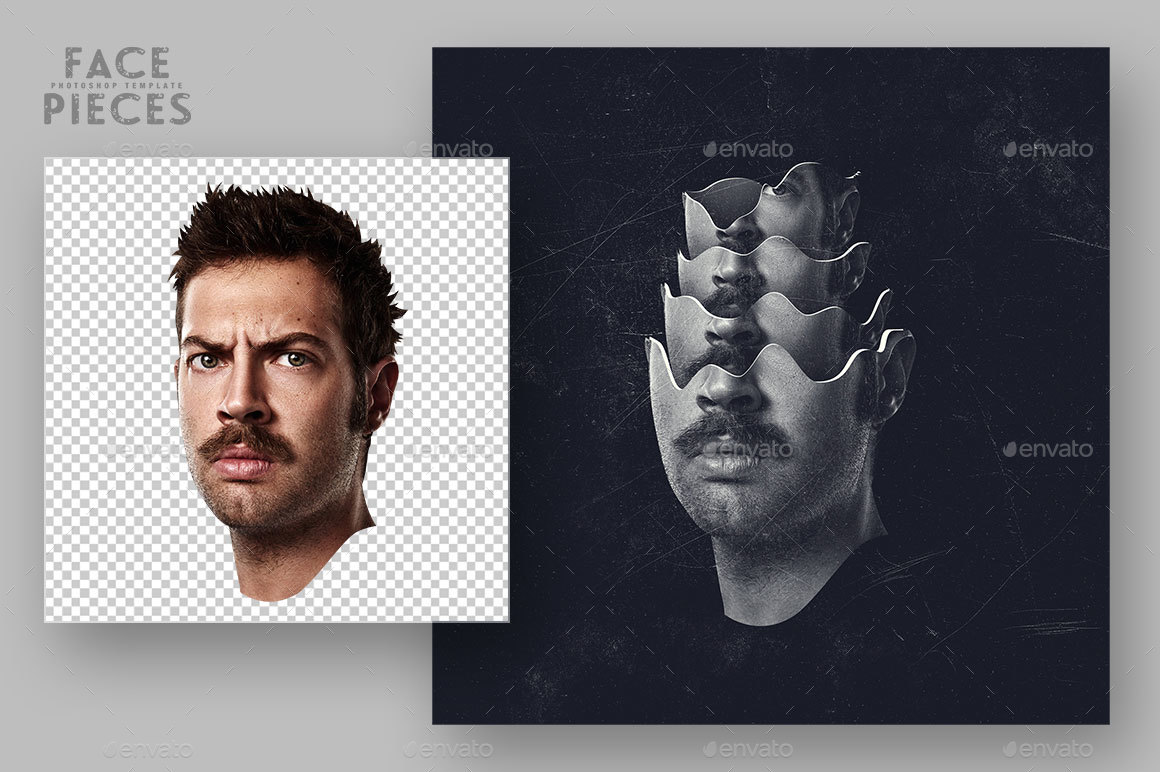 Face Pieces Photoshop Template, Graphics | GraphicRiver