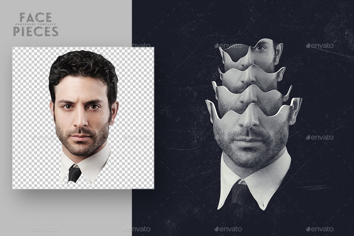 Face Pieces Photoshop Template, Graphics | GraphicRiver