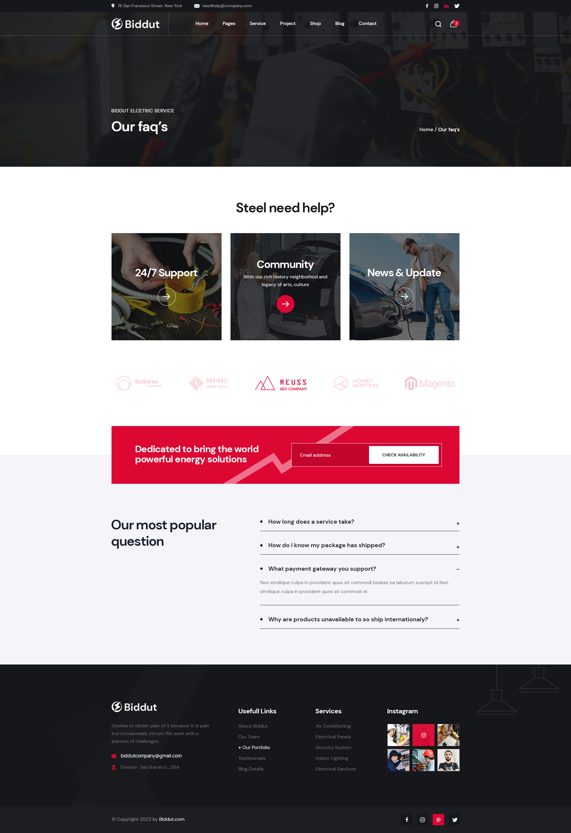 Biddut – Electricity Services PSD Template by AQLOVA | ThemeForest