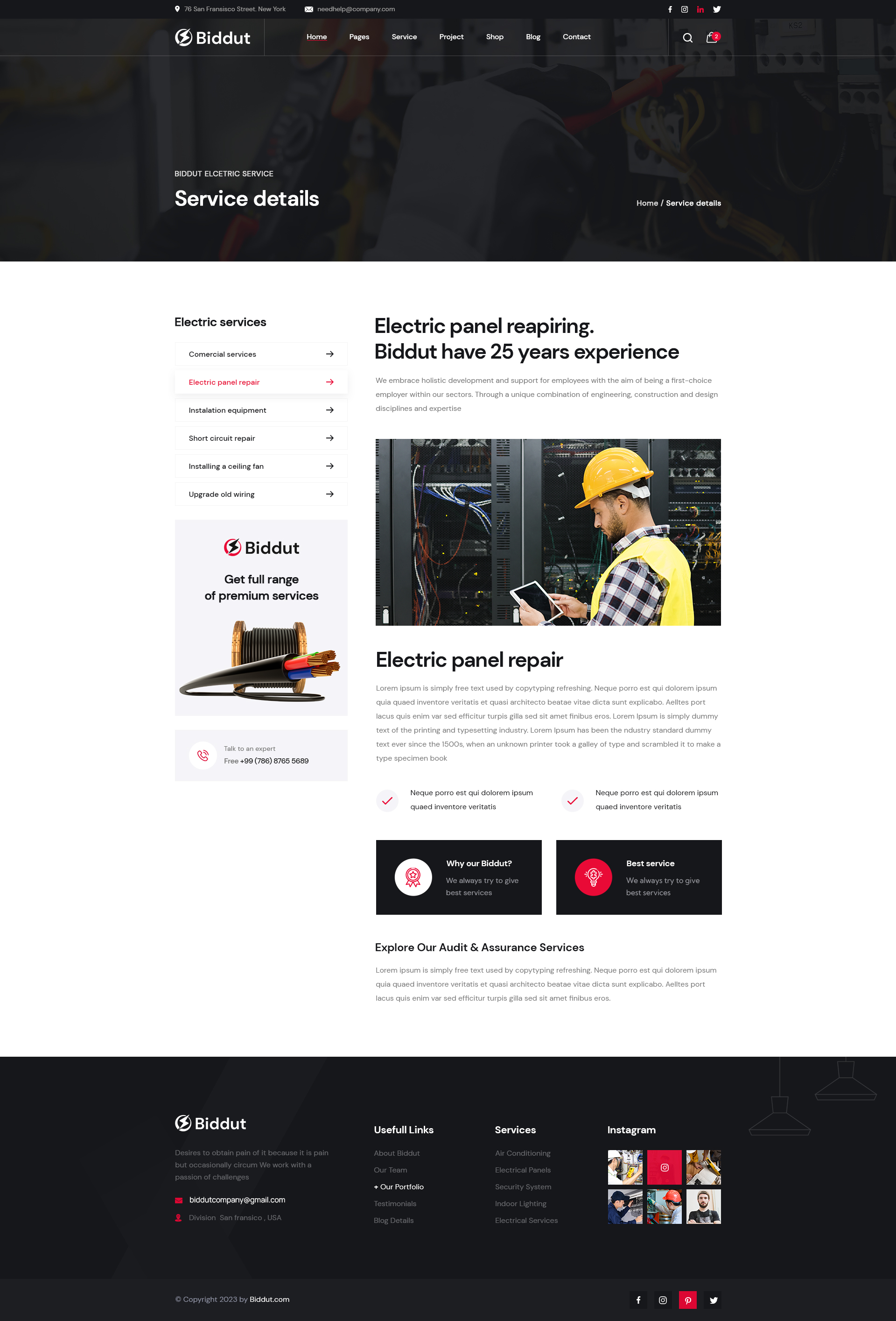 Biddut – Electricity Services PSD Template by AQLOVA | ThemeForest