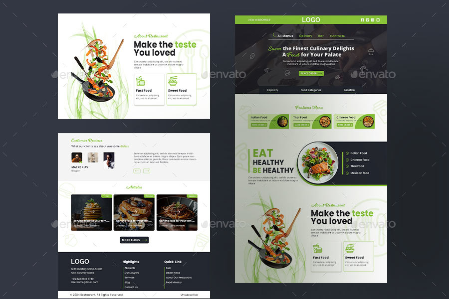 Restaurant Creative Email Newsletter PSD Template, Web Elements ...