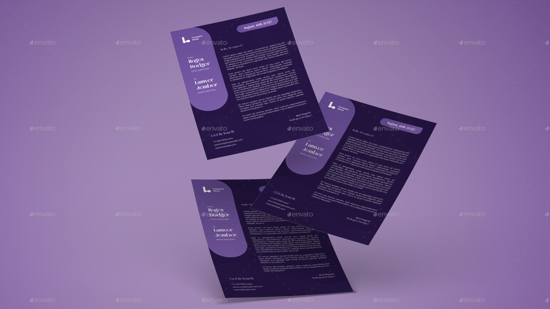 Purple Modern Letterhead, Print Templates | GraphicRiver