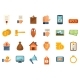 Auction Icons Set Flat Vector, Vectors | GraphicRiver