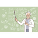 Crazy Scientist Points to Formulas Written on, Vectors | GraphicRiver
